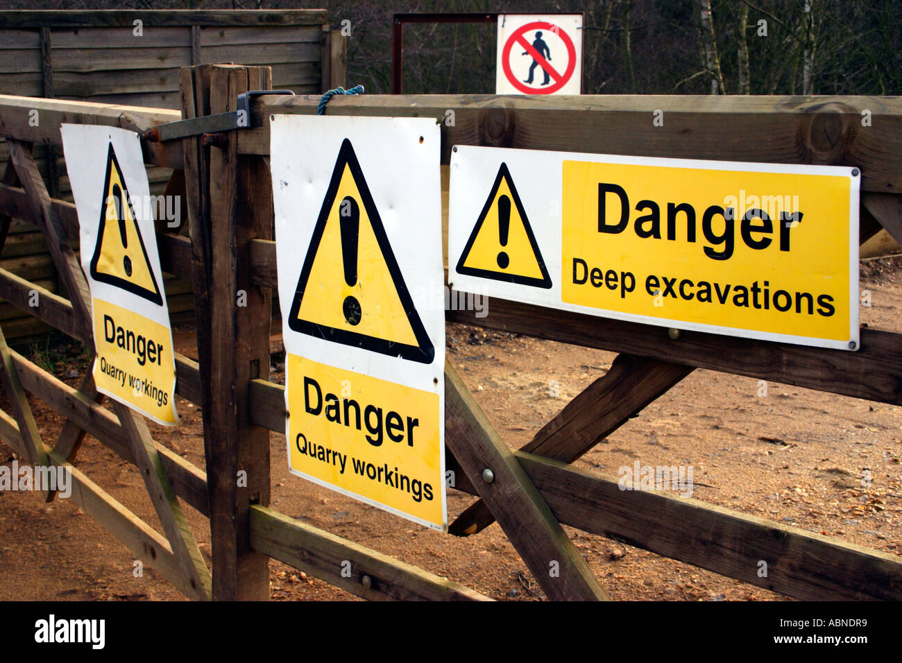 Danger quarry workings sign 2 Stock Photo - Alamy