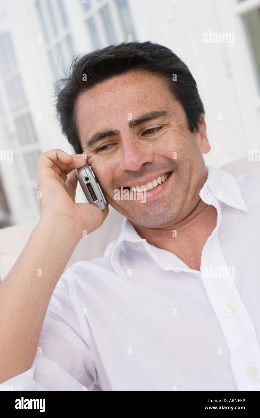 Man talking on cell phone Stock Photo - Alamy