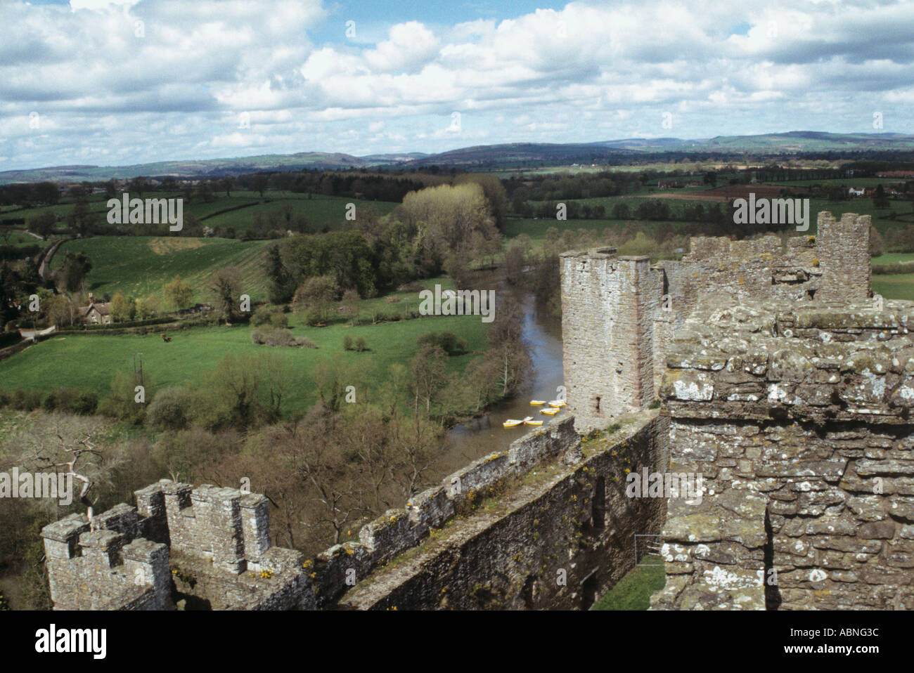 View of South Shropshire countryside from Ludlow Castle England Stock ...