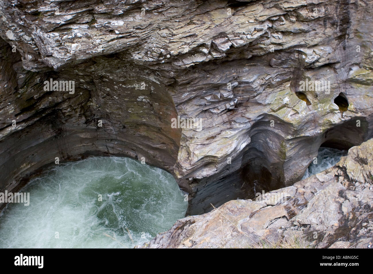 Linn o' Dee flowing waterfall, gorge river canyon, rock landscape, at ...