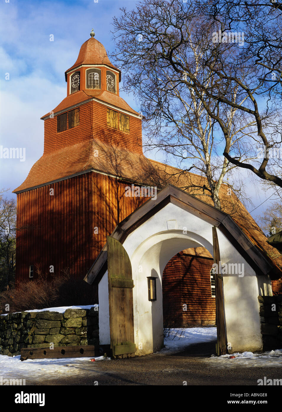 Seglora Church at Skansen open air museum in Stockholm Sweden Stock ...
