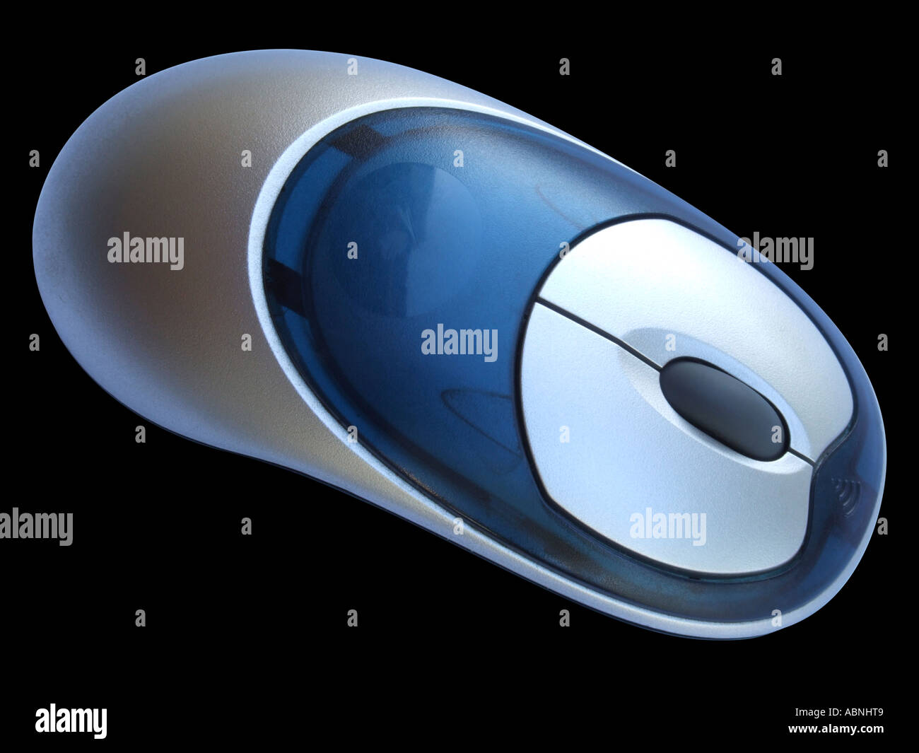 Wireless optical computer mouse on a black background Stock Photo - Alamy
