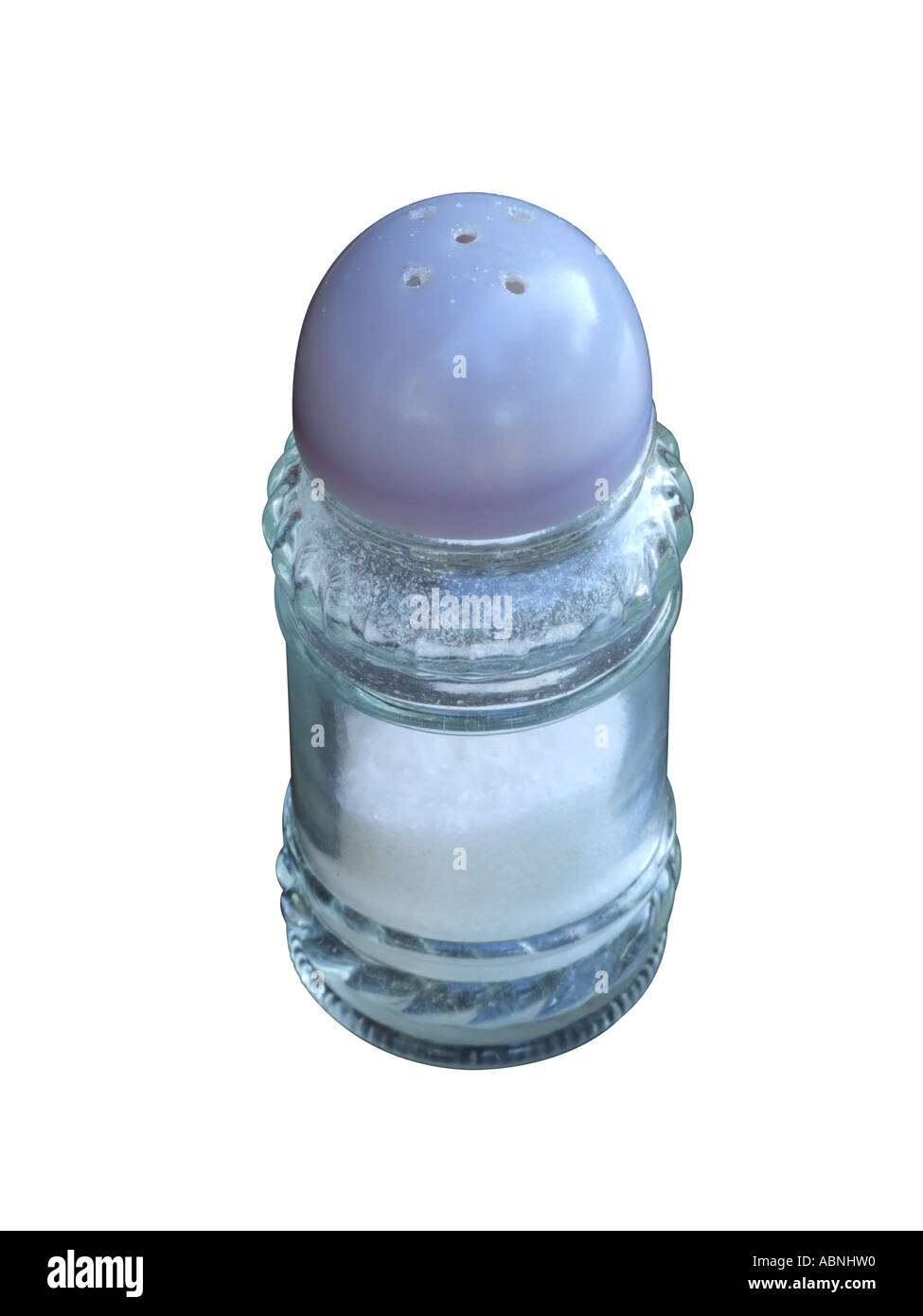 Salt shaker made of glass with plastic top on a white background Stock ...