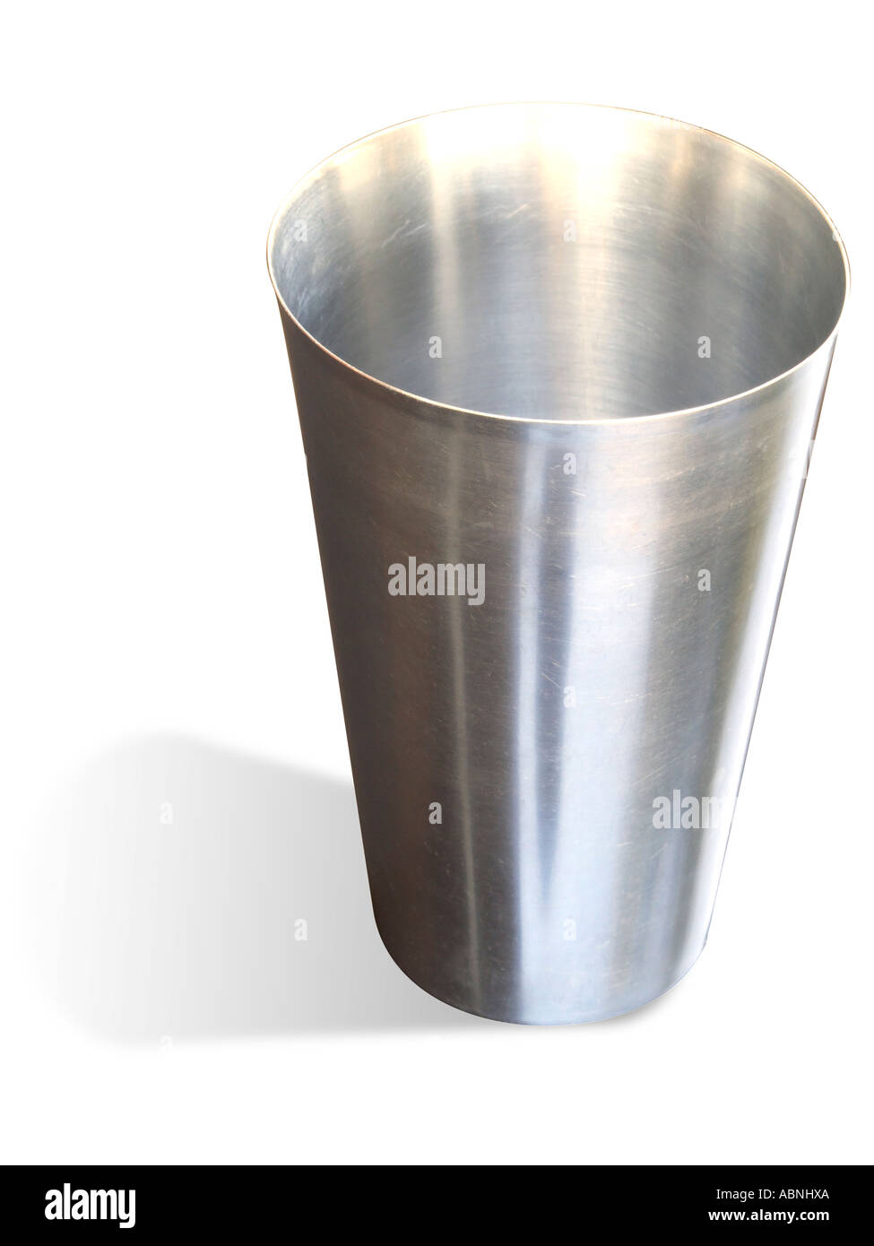 Metal drinking beaker on a white background with a shadow Stock Photo ...