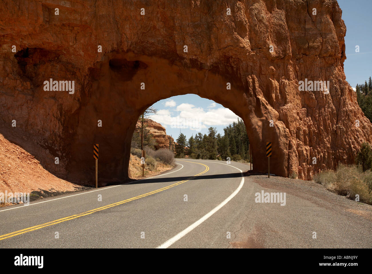 Road Through Rock Face, Dixie National Forest, Utah, USA Stock Photo ...