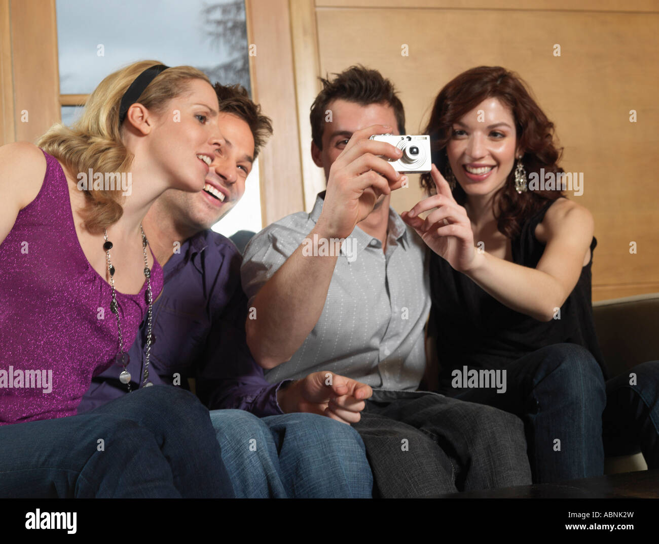 Group Friends Pose Camera In High Resolution Stock Photography and ...