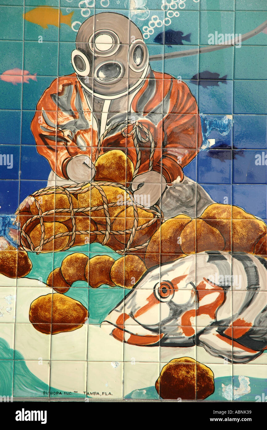 Tarpon Springs FL Wall Tiles at the Sponge Exchange showing traditional ...