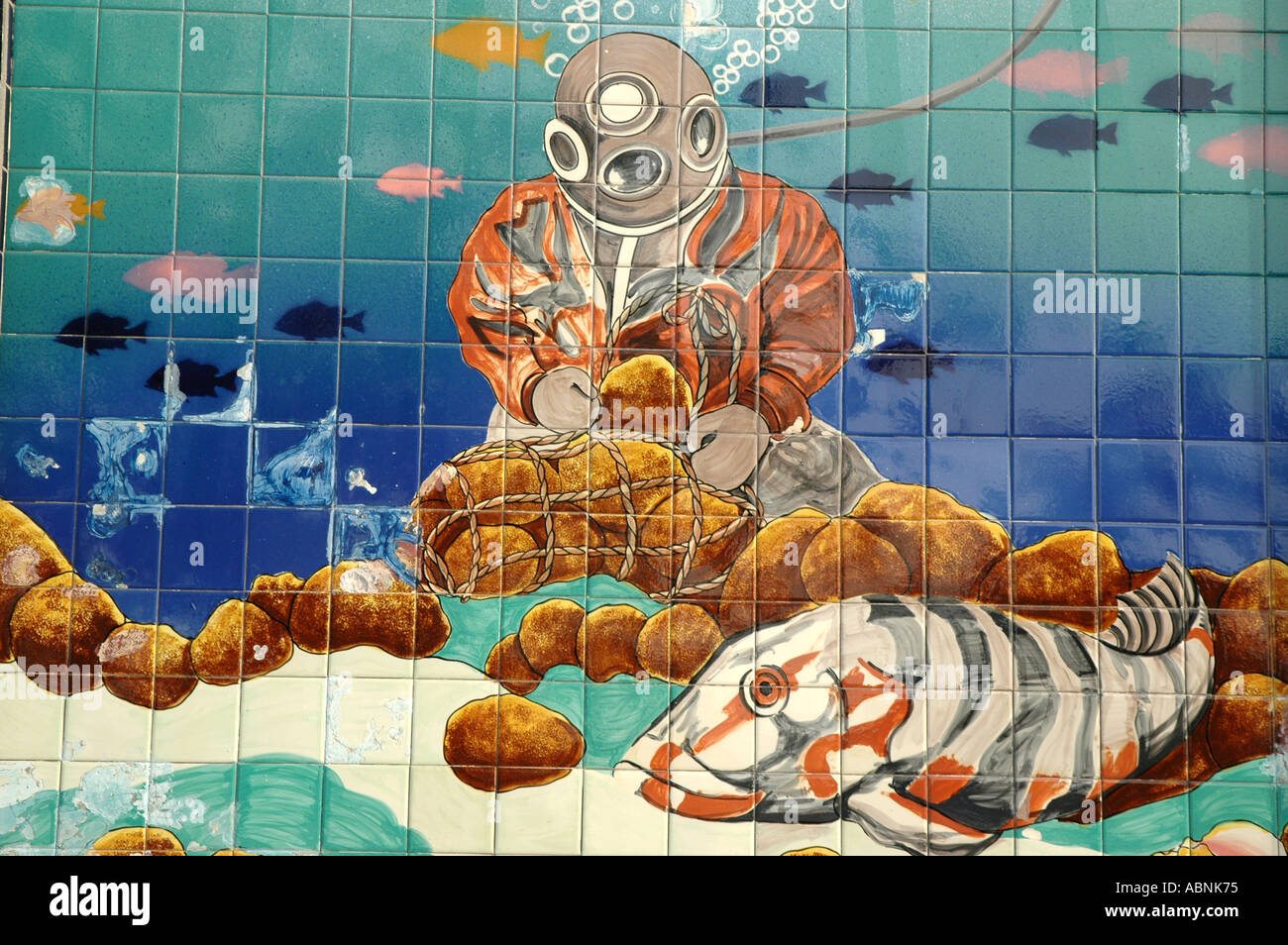 Tarpon Springs FL Wall Tiles at the Sponge Exchange showing traditional ...