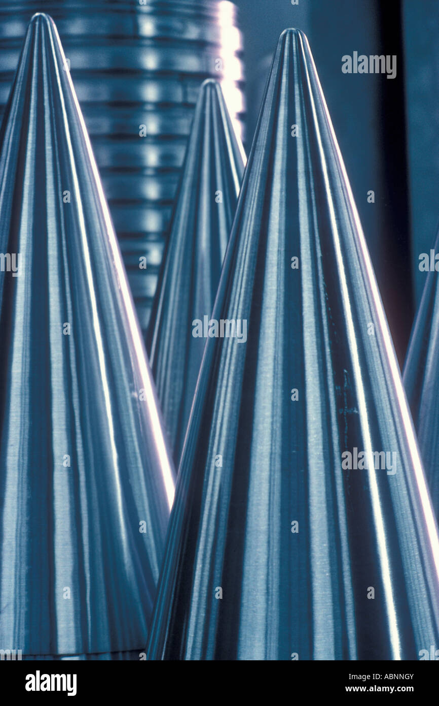 Industrial detail, close-up of aviation fuel tank nose cones Stock ...