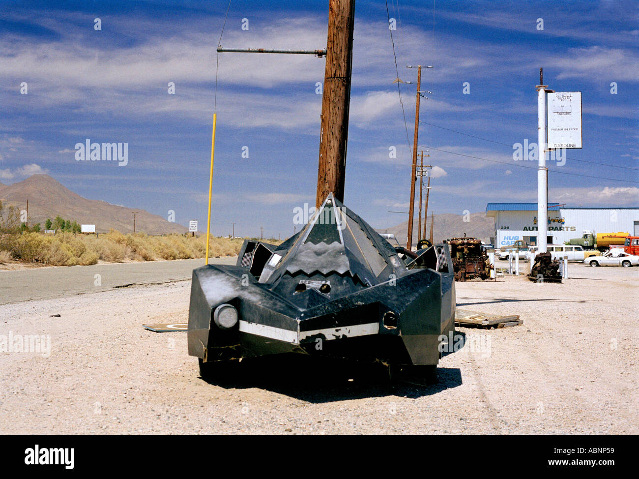 CAR LOOKING LIKE A STEALTH BOMBER CAR IN DESERT Stock Photo - Alamy