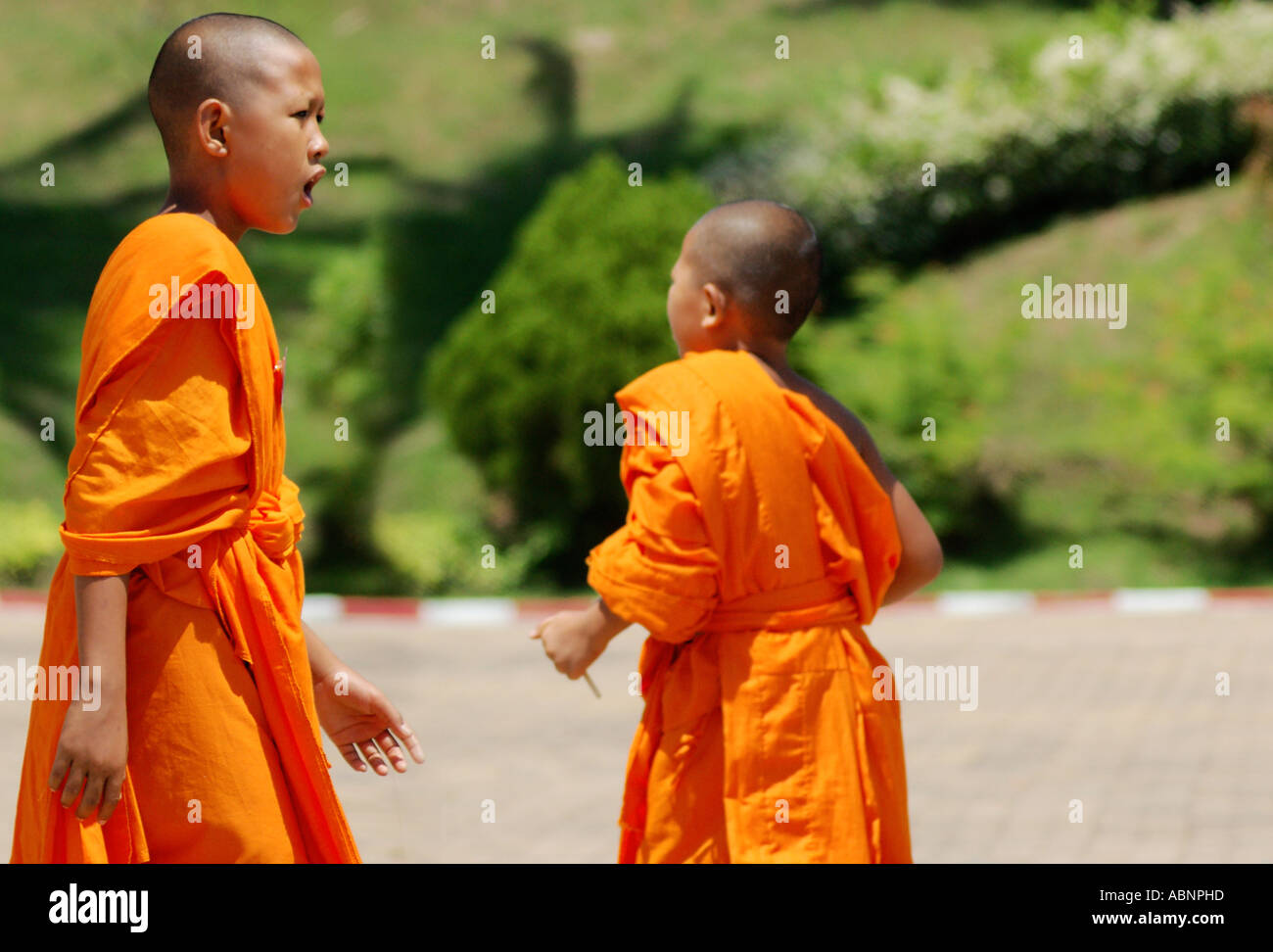 Two Young Monks Stock Photo - Alamy