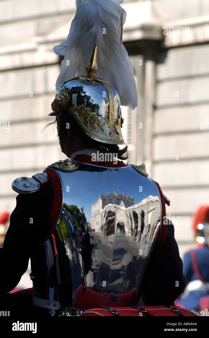 Palacio Real Royal Palace reflected in horse guards breastplate armor ...