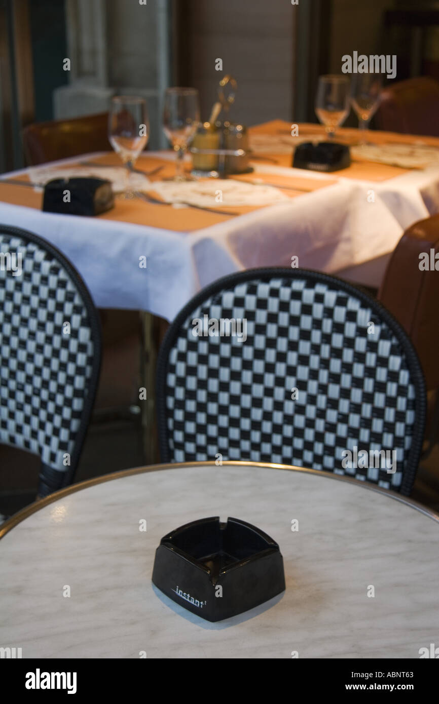Table place setting at a cafe at Place du Trocadero Paris France ...