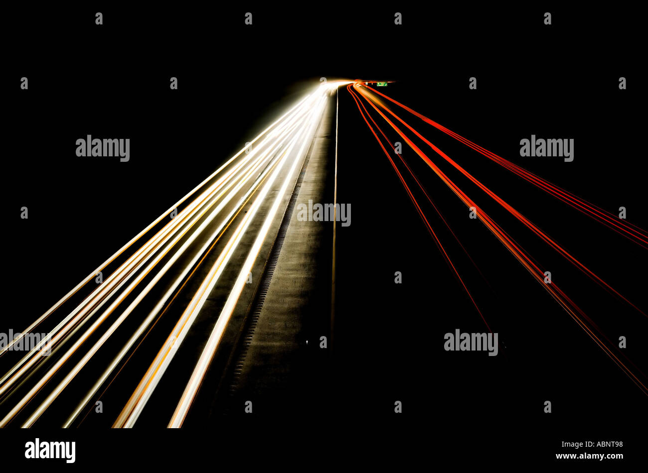 Streaming lights on a highway at night Stock Photo - Alamy