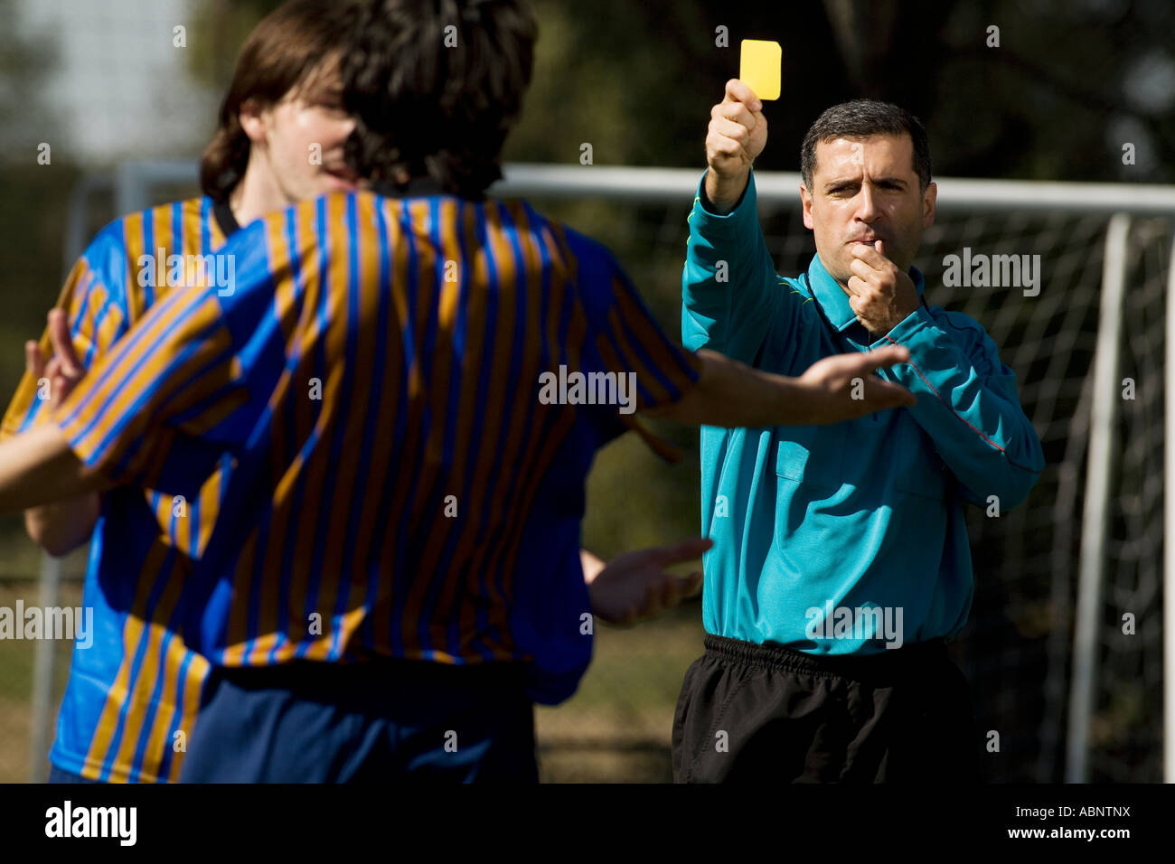 Referee talking to player hi-res stock photography and images - Alamy
