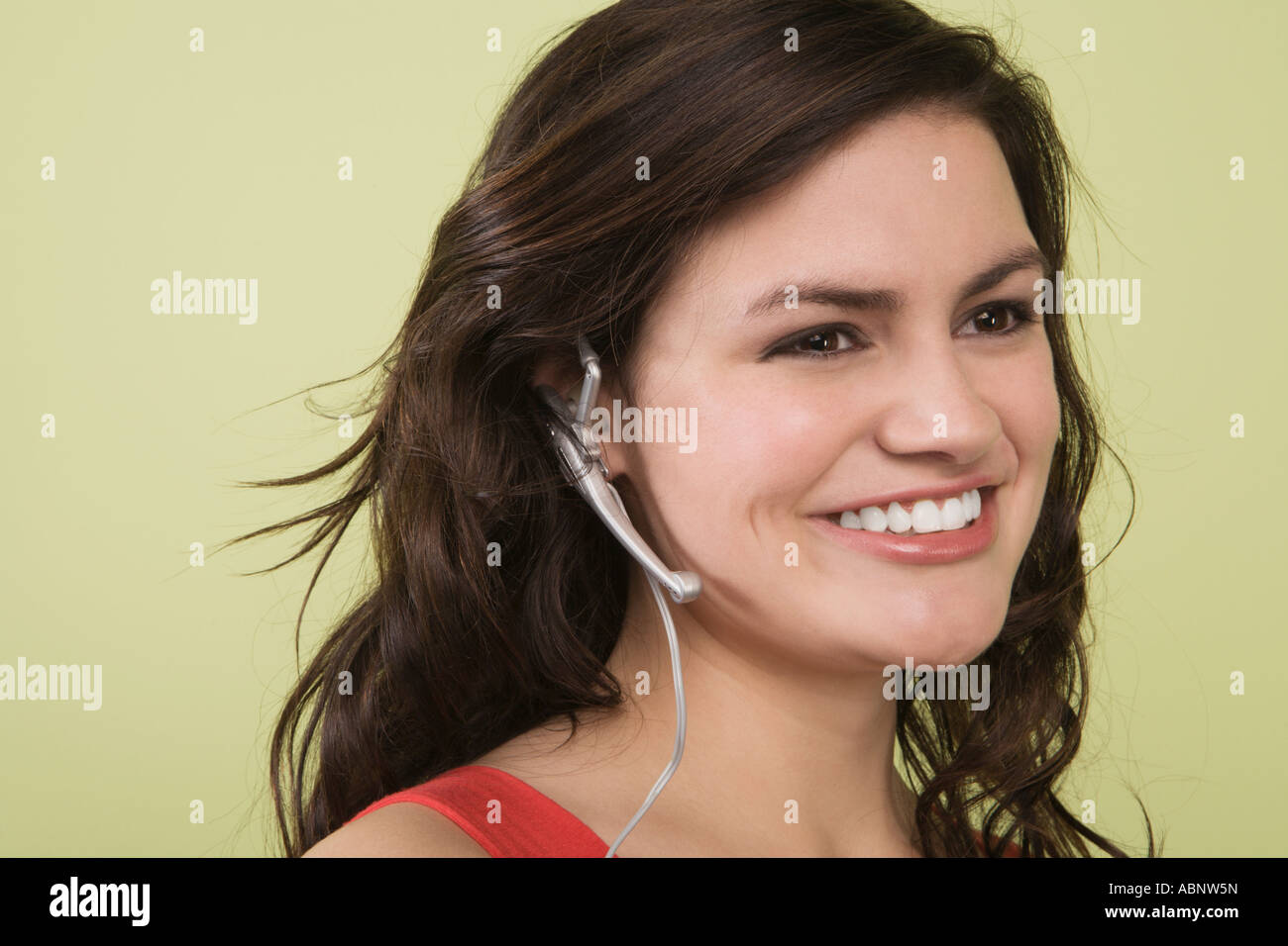 Teenage girl wearing headset Stock Photo - Alamy