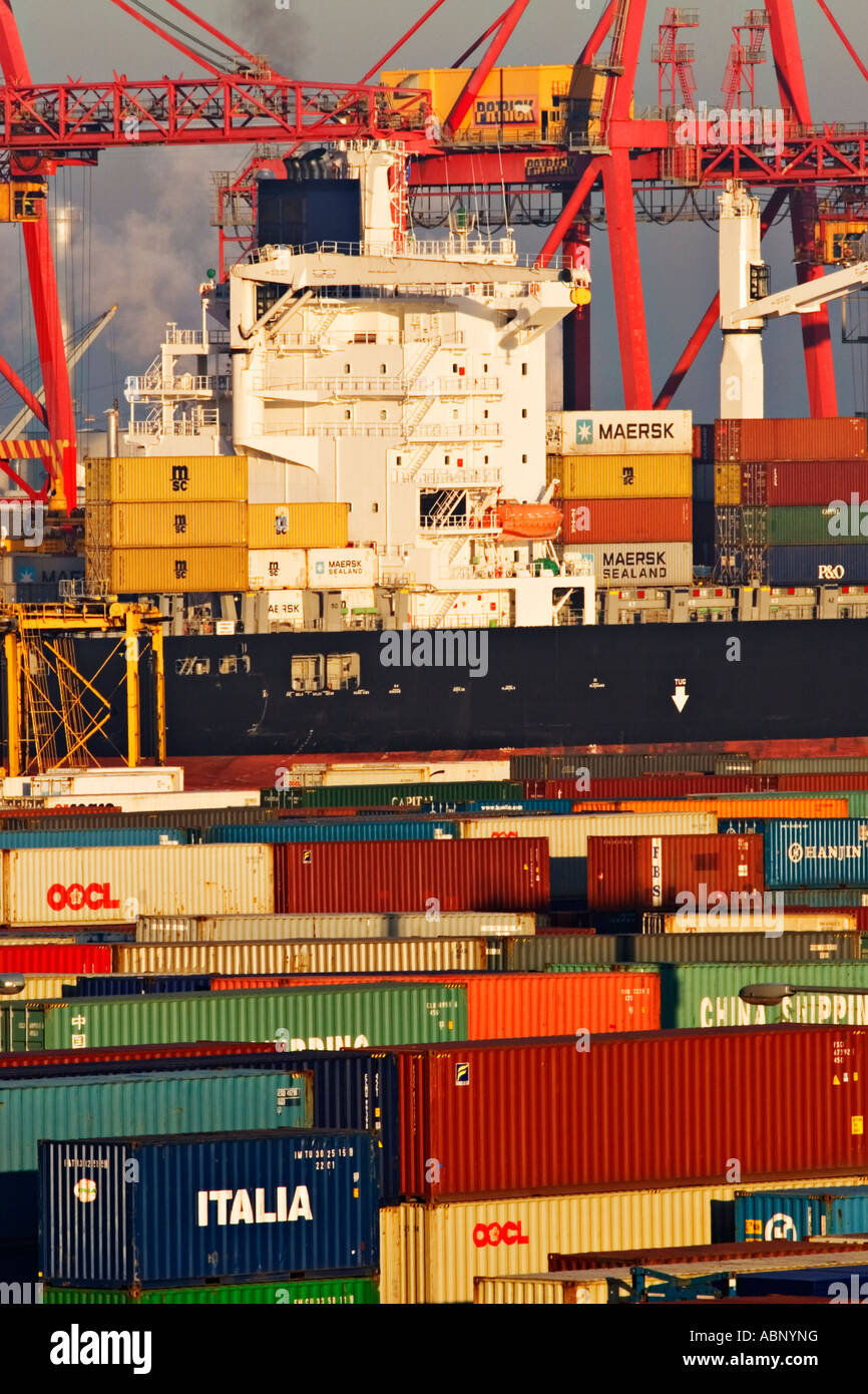 Shipping Industry / A Container Ship being loaded at a Container ...