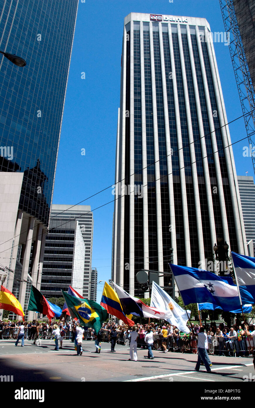 flags pass the street of San Francisco Stock Photo - Alamy