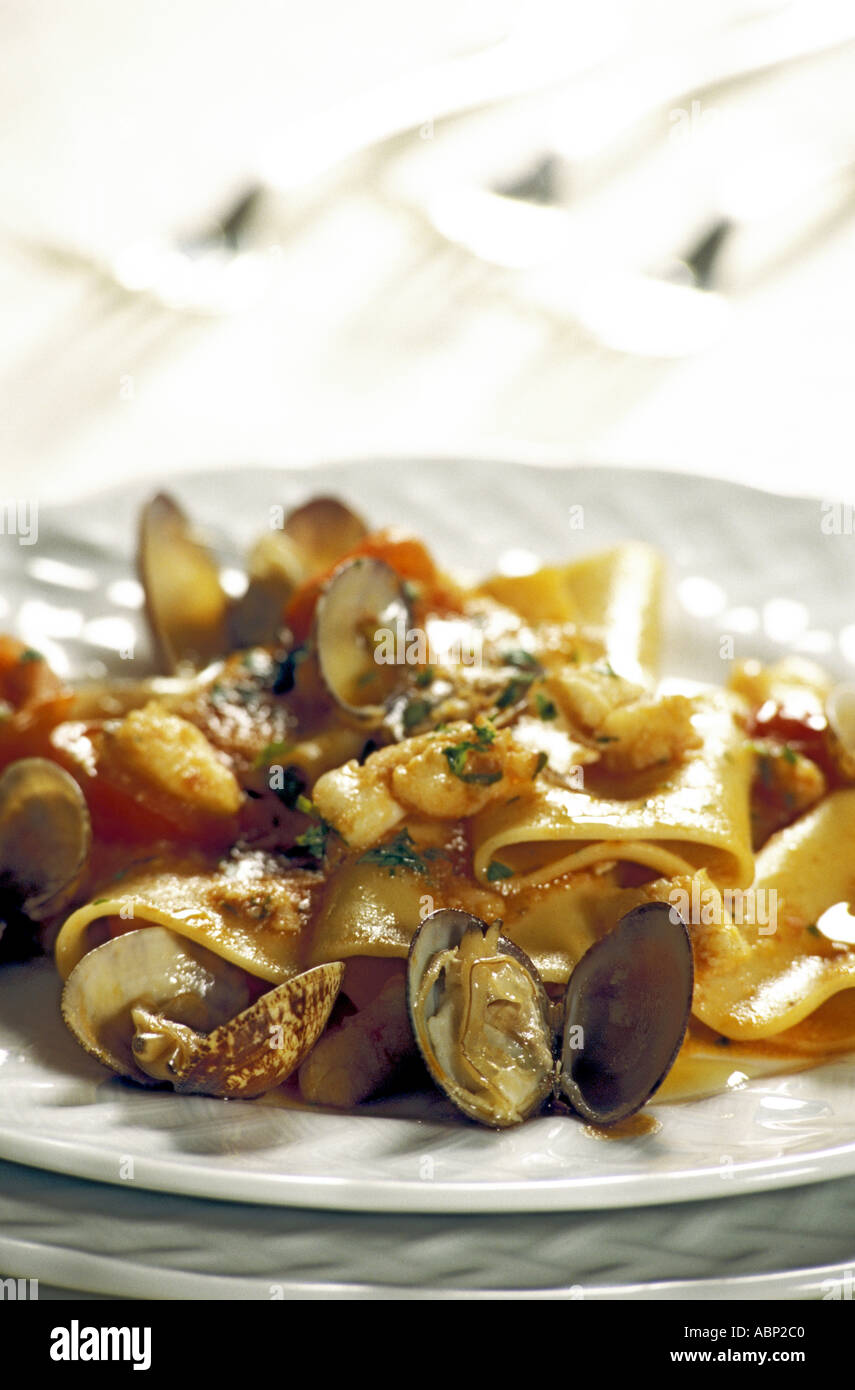 Paccheri with lobster and clam Stock Photo - Alamy