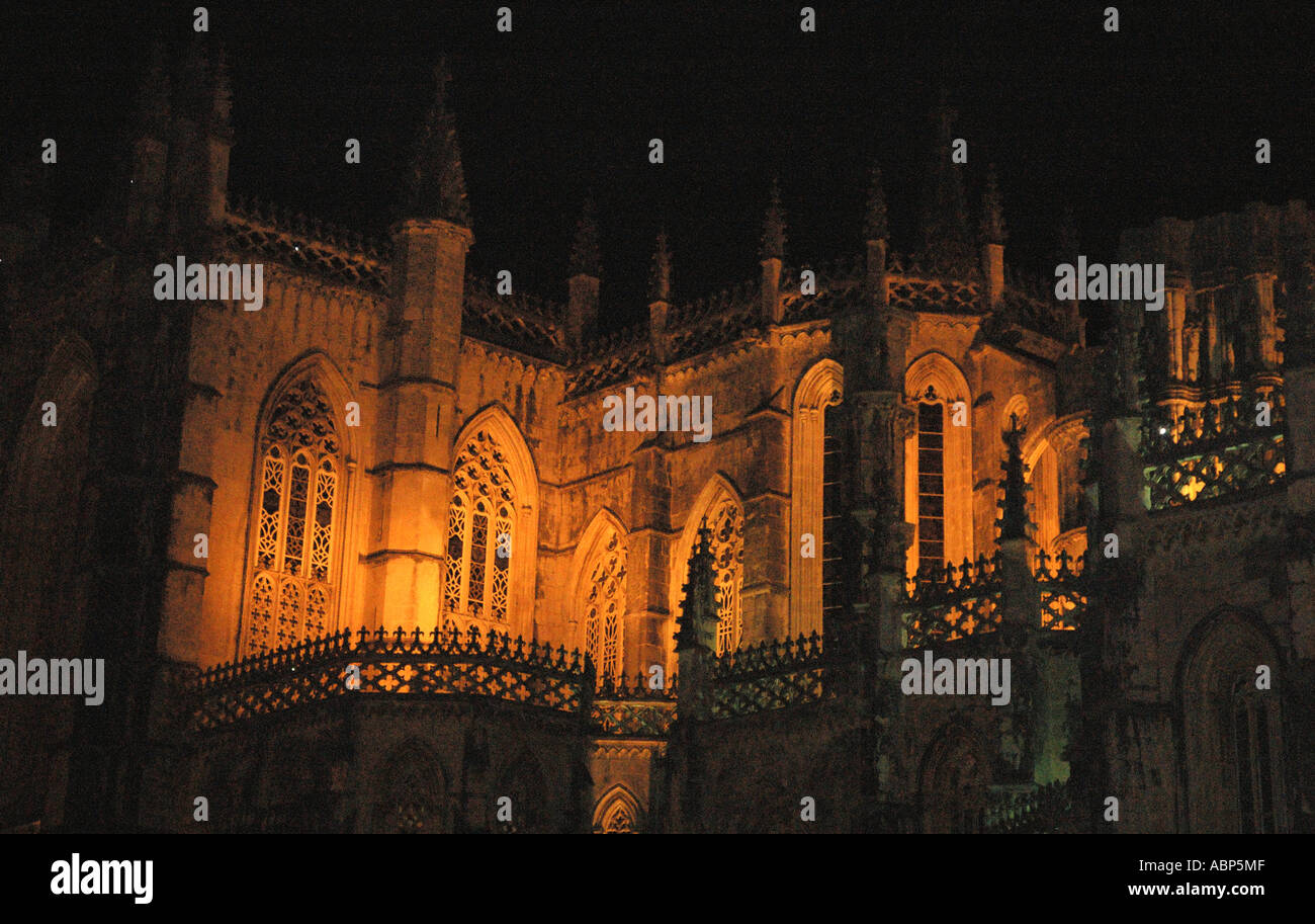 Night view of the magnificent Gothic monastery Mosteiro de Santa Maria ...