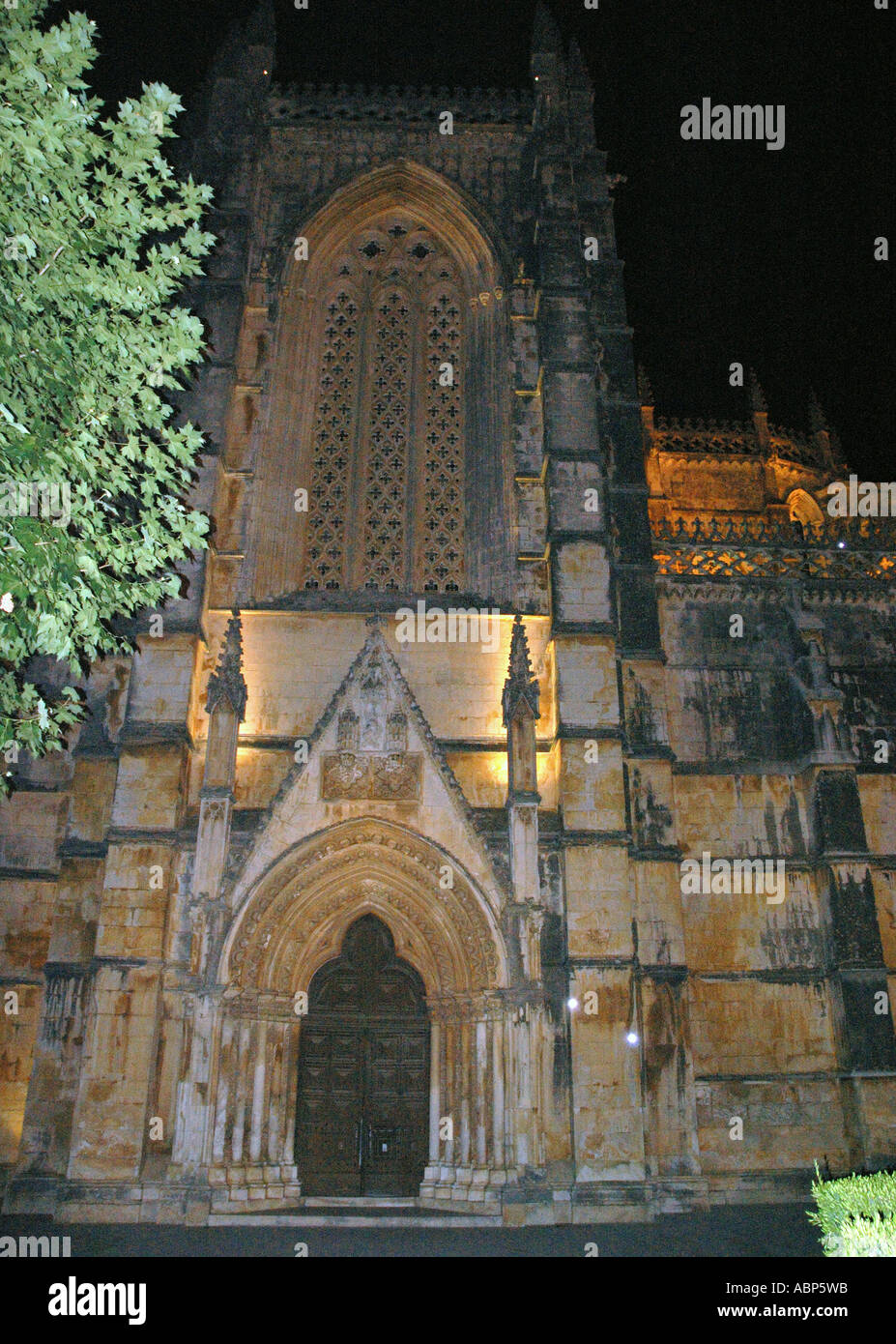 Night view of the magnificent Gothic monastery Mosteiro de Santa Maria ...