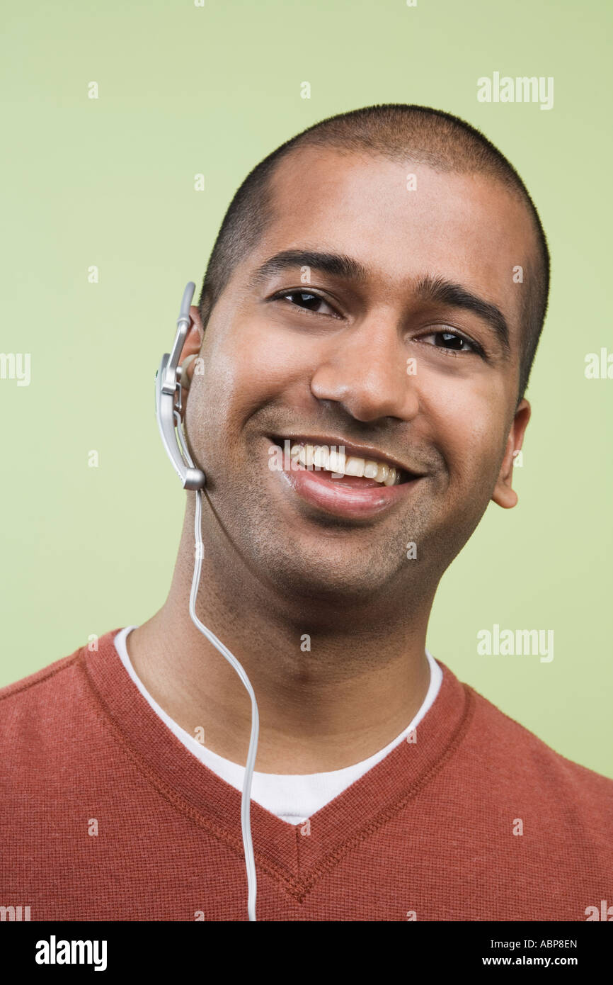 Man wearing headset Stock Photo - Alamy