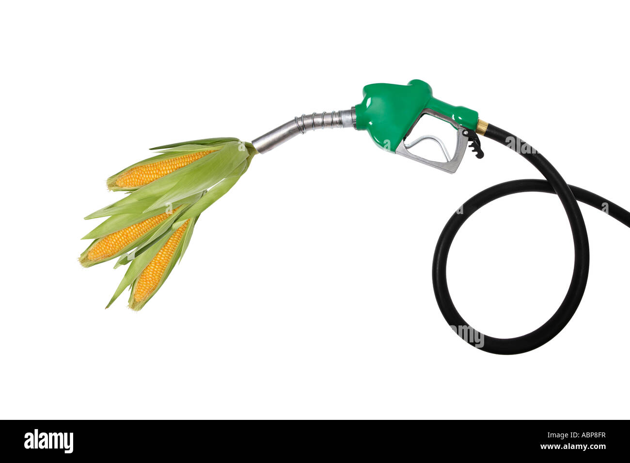 Gas nozzle with corn coming out cut out on white background Stock Photo ...