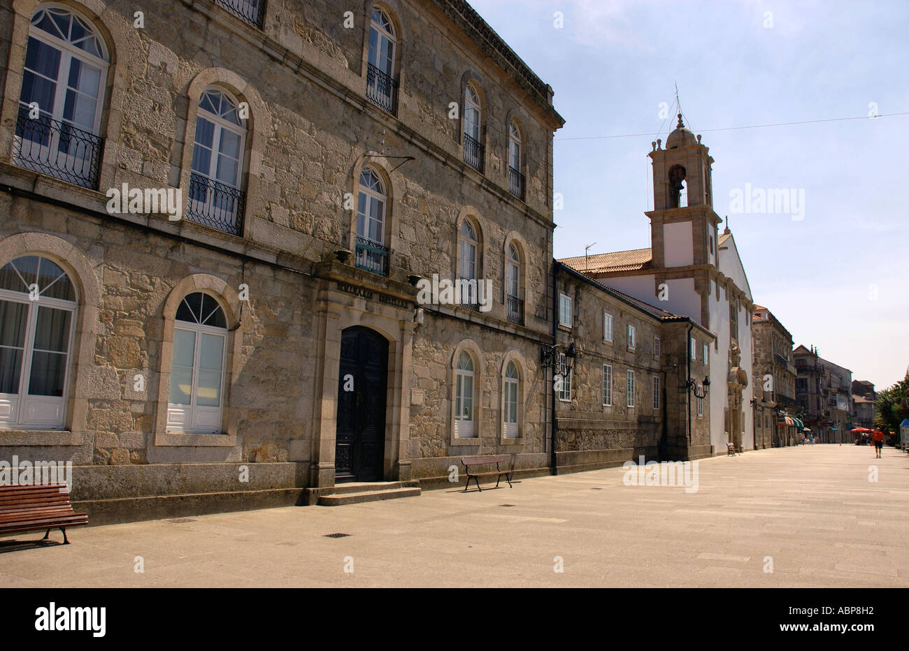View of the historical town Tui on the border with Portugal & on the ...