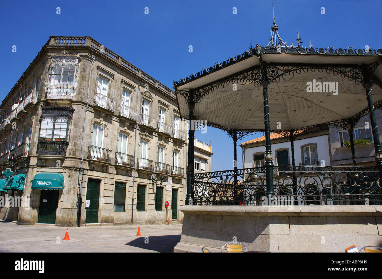 View of the historical town Tui on the border with Portugal & on the ...