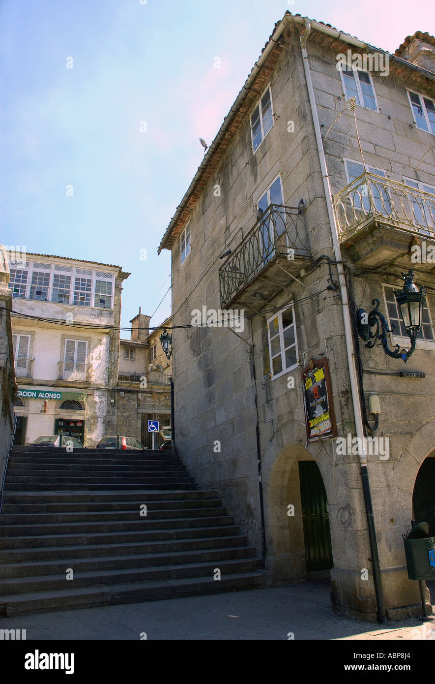 View of the historical town Tui on the border with Portugal & on the ...