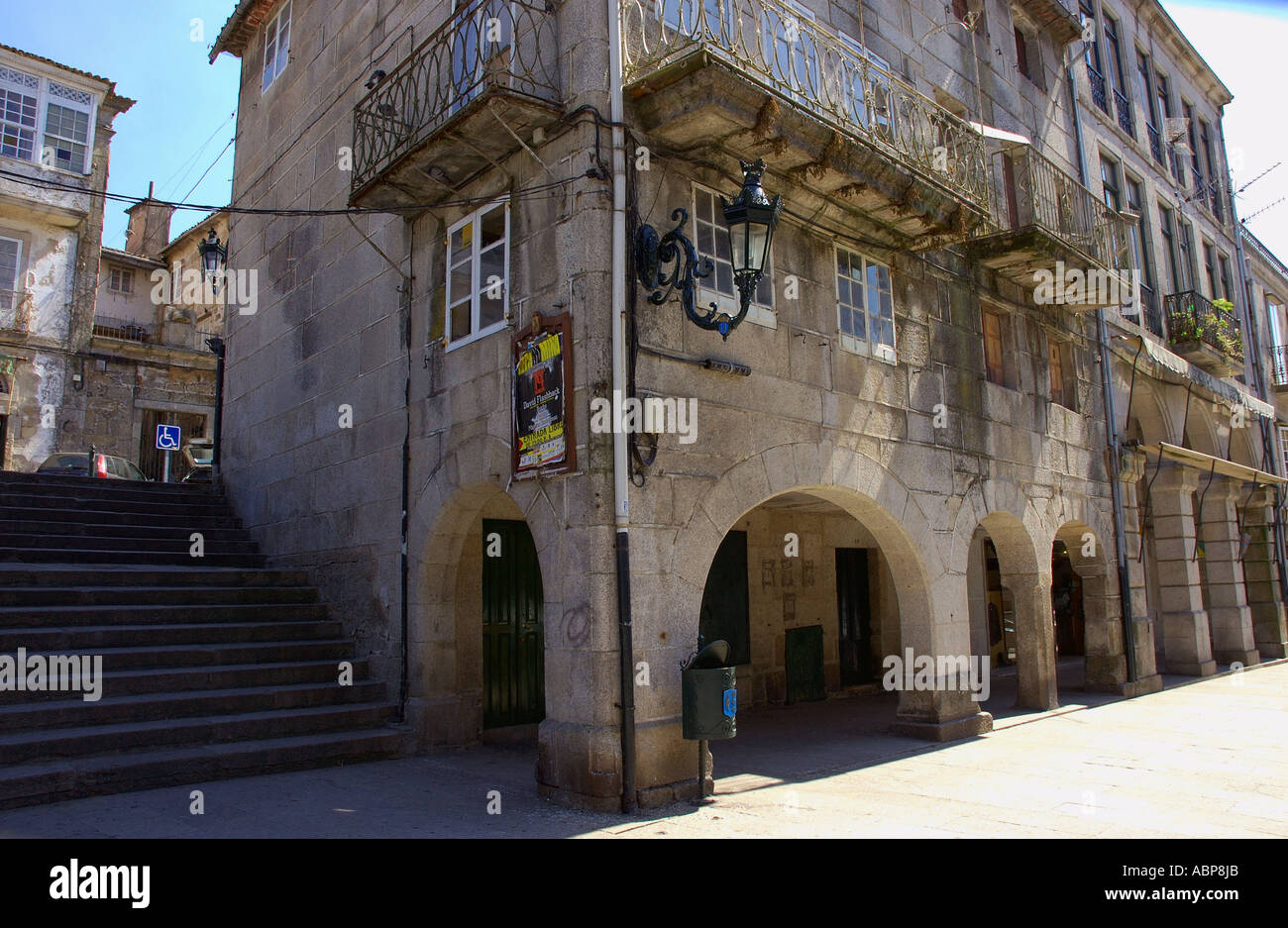 View of the historical town Tui on the border with Portugal & on the ...
