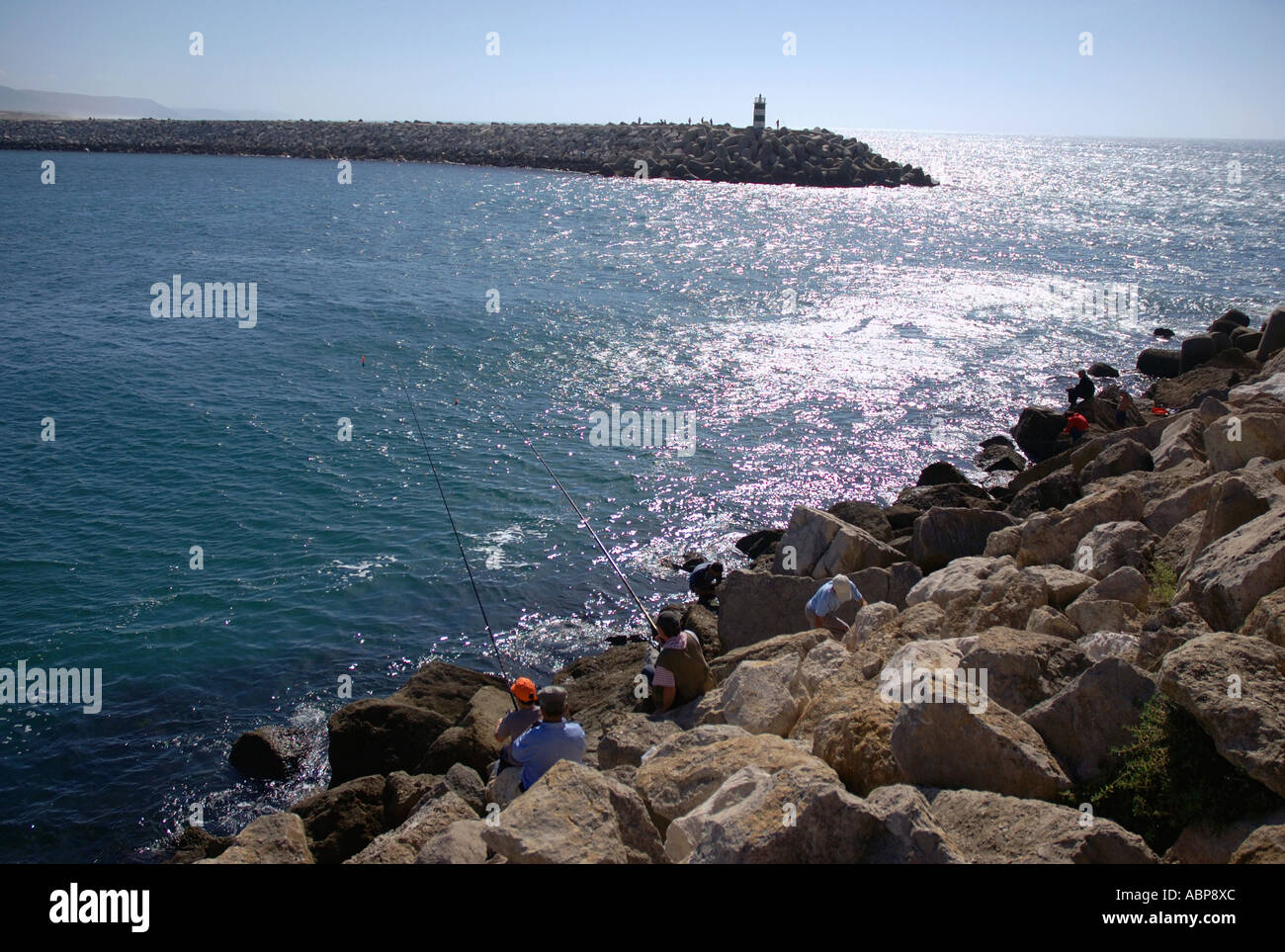 Panoramic view of the seafront port and lighthouse of Nazare with ...