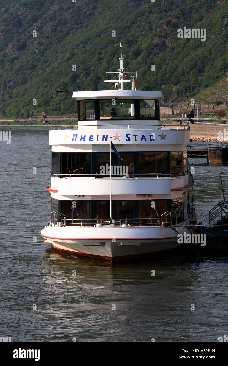 A tourist boat floating on the Rhine river in Germany Stock Photo - Alamy