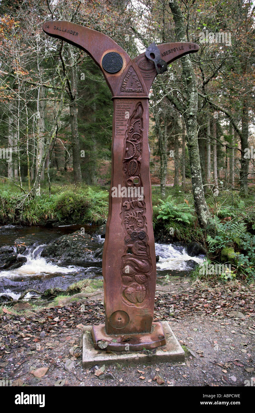 National Cycle Network route marker between Aberfoyle and Callander ...
