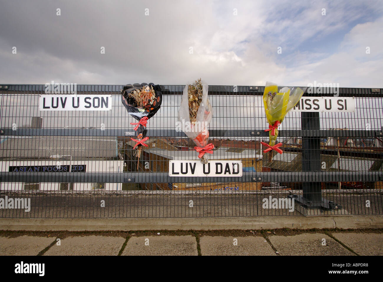 A memorial to someone killed in a road accident in London Stock Photo ...