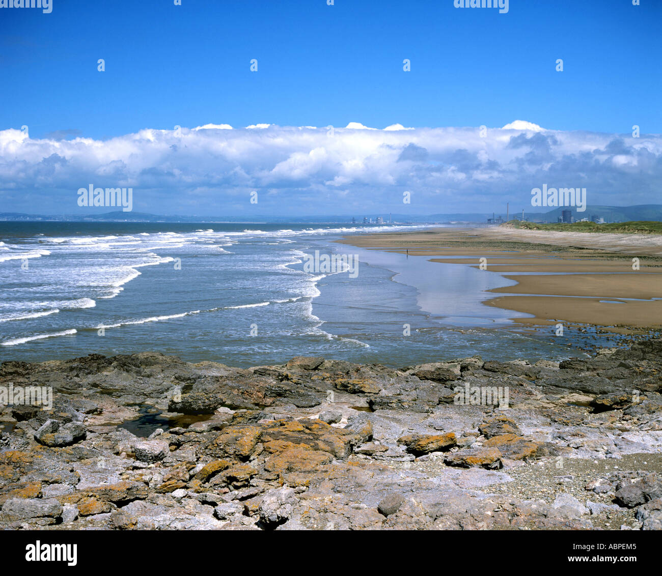 kenfig sands from sker point porthcawl south wales Stock Photo - Alamy
