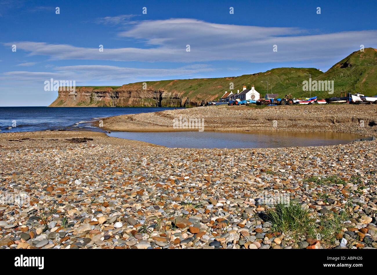 Saltburn View from Beach to Ship Inn and Hunt Cliff UK Stock Photo - Alamy