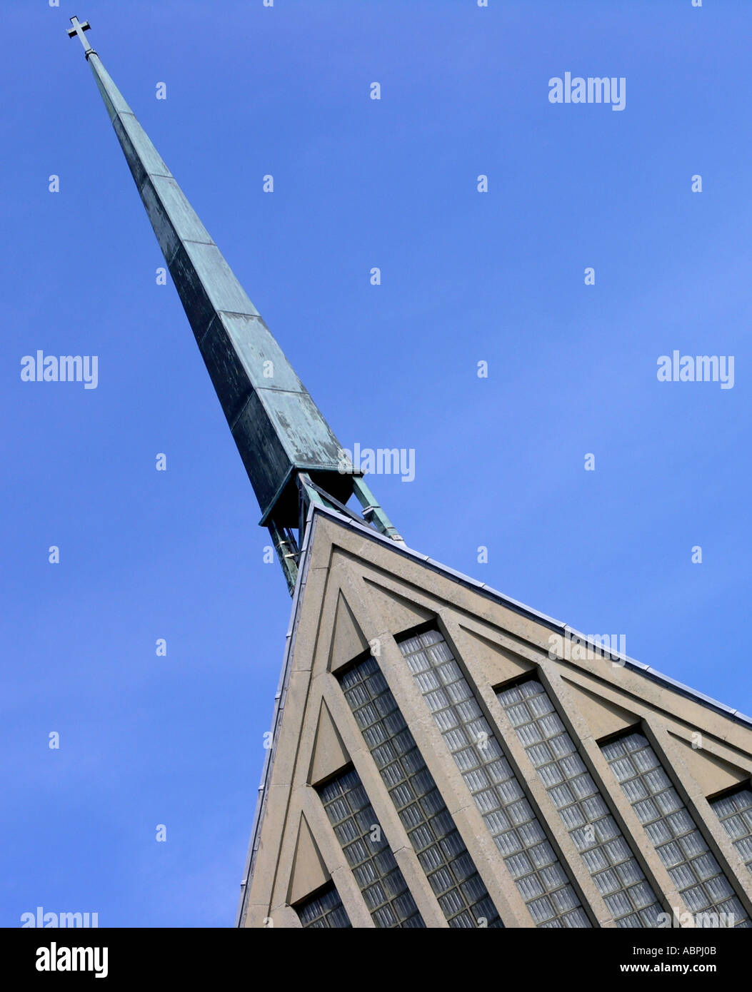 modern church building with spire Stock Photo - Alamy