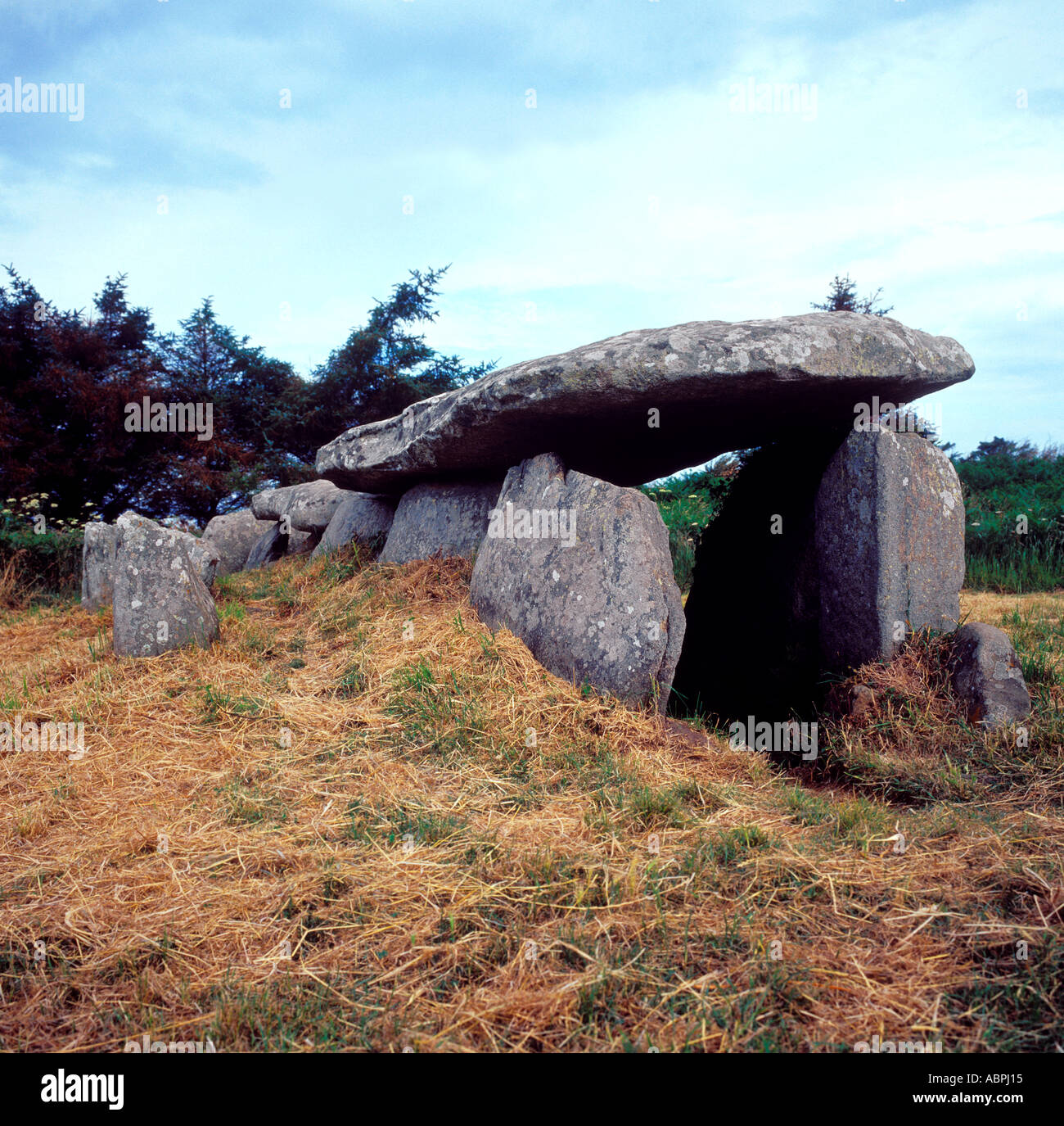 The remains of a neolithic tomb a dolmen on Ile Grande Brittany France ...