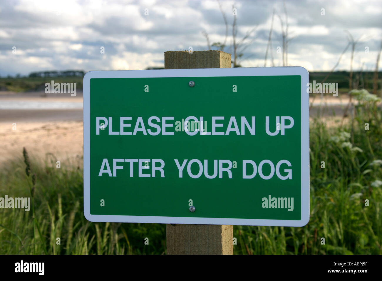Please clean up after your dog sign on Alnmouth beach Northumberland UK ...