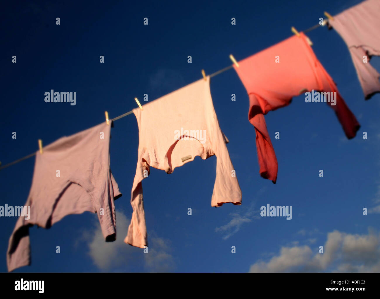 Laundry clothes drying on a washing line on a summers day Stock Photo ...