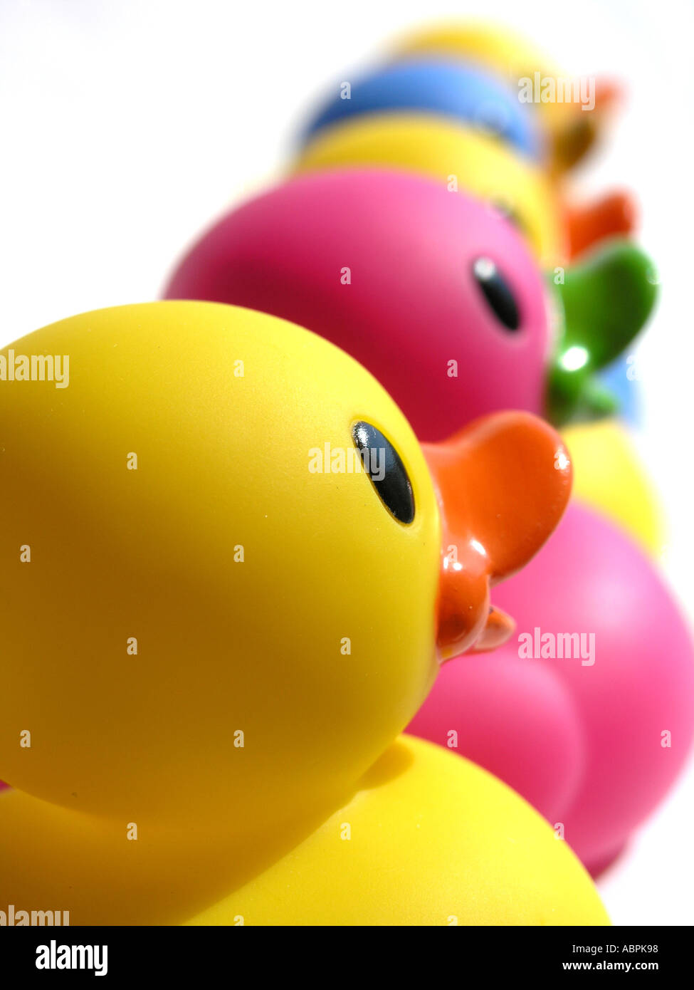5 Rubber ducks in a row Stock Photo - Alamy