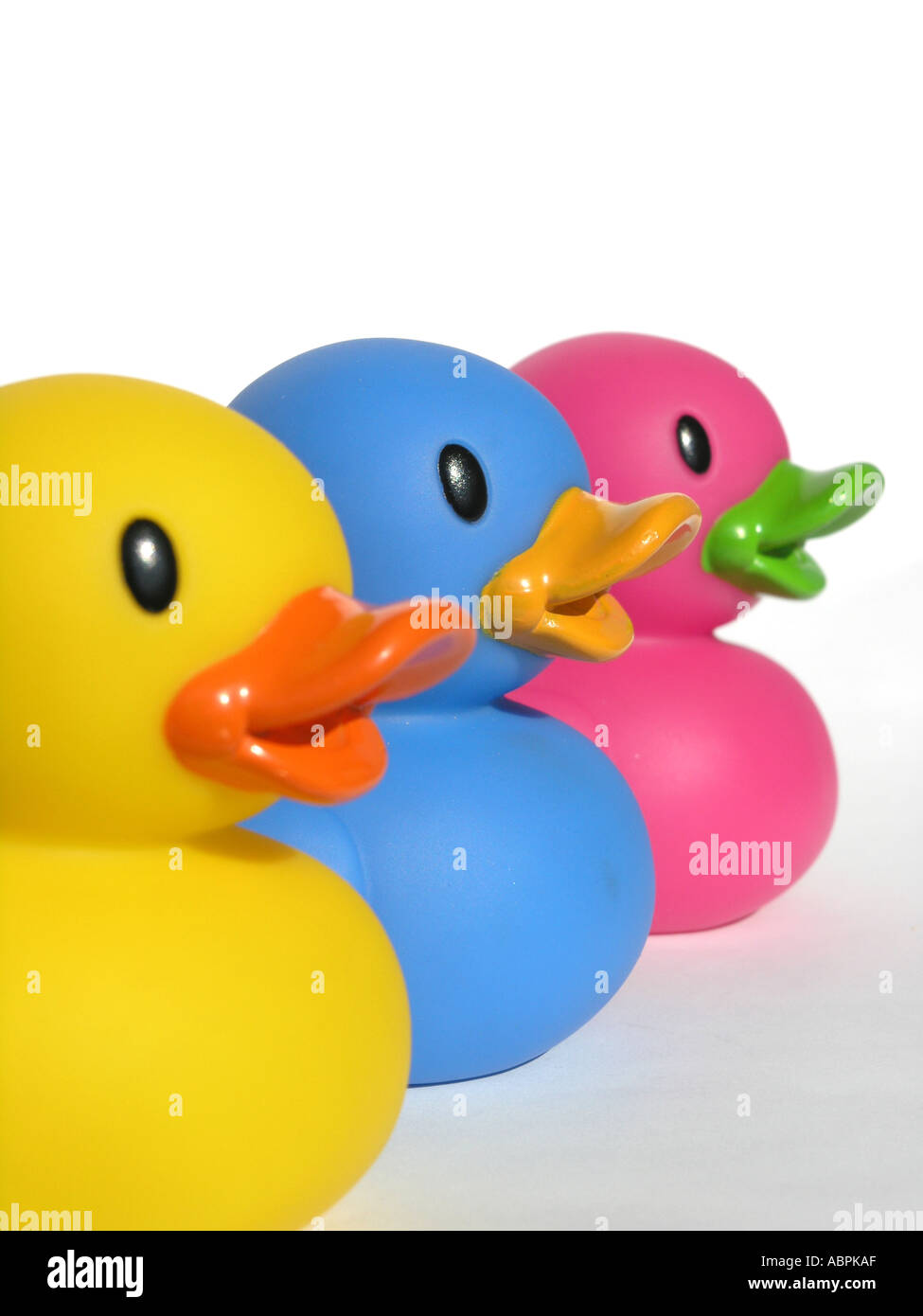 Three rubber ducks in a row Stock Photo - Alamy