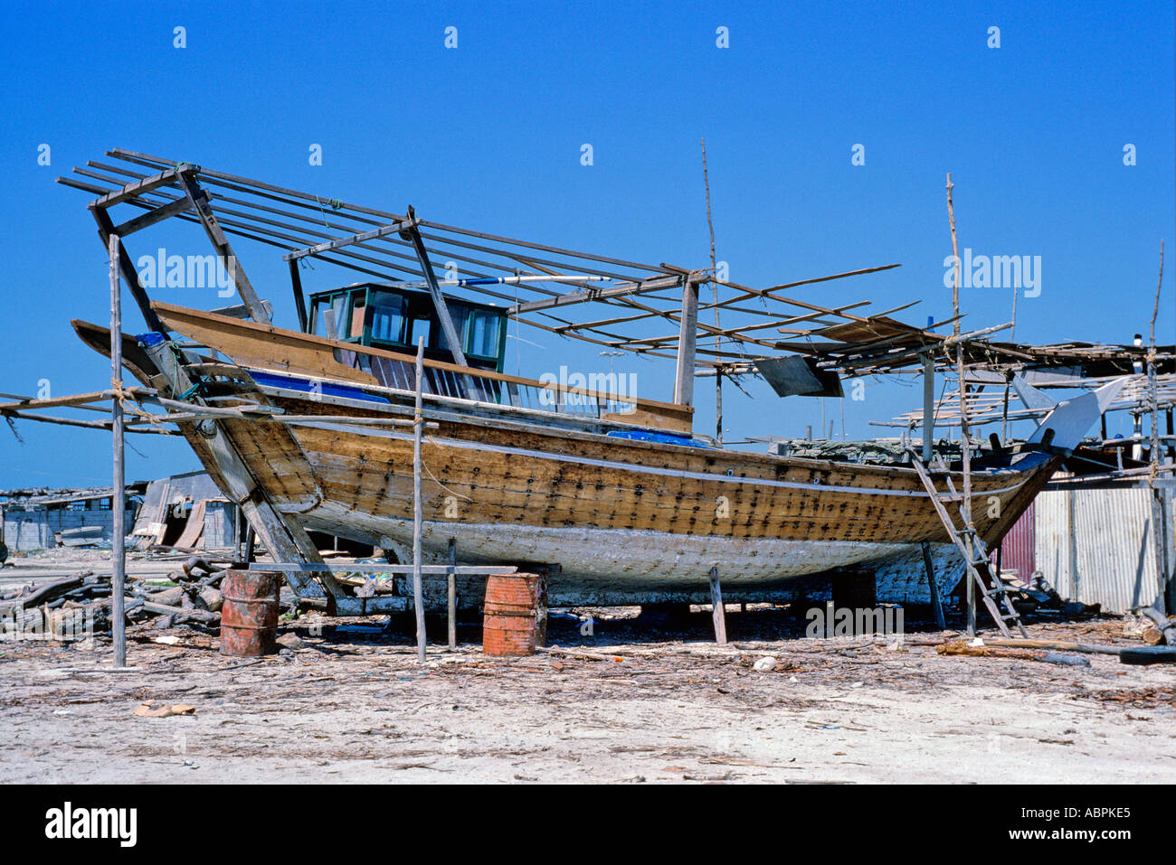 Arab Dhow in a boatyard in Bahrain Stock Photo - Alamy