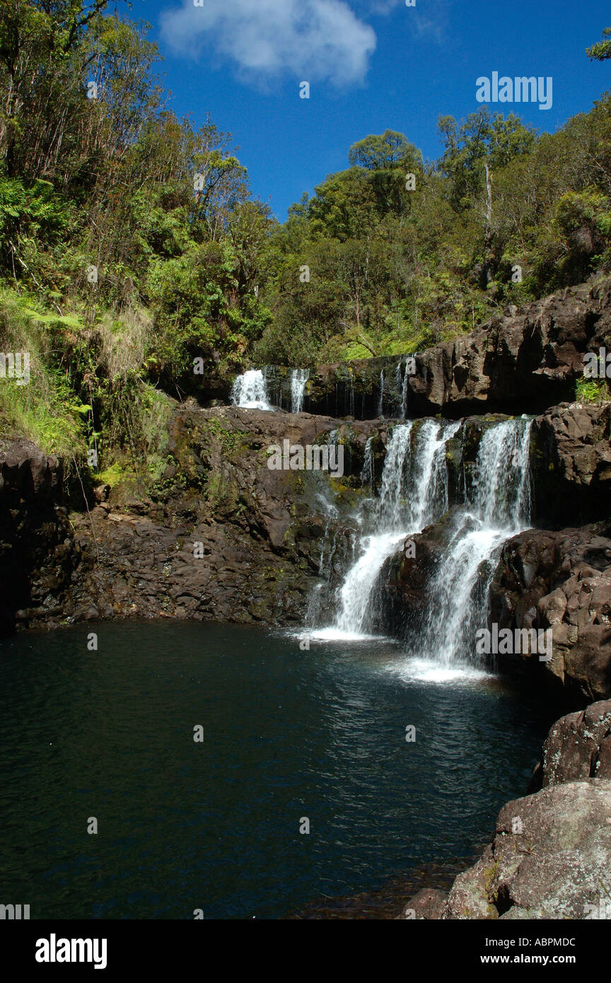 Large pool and falls up stream of Akaka falls Hilo Hawaii Stock Photo ...