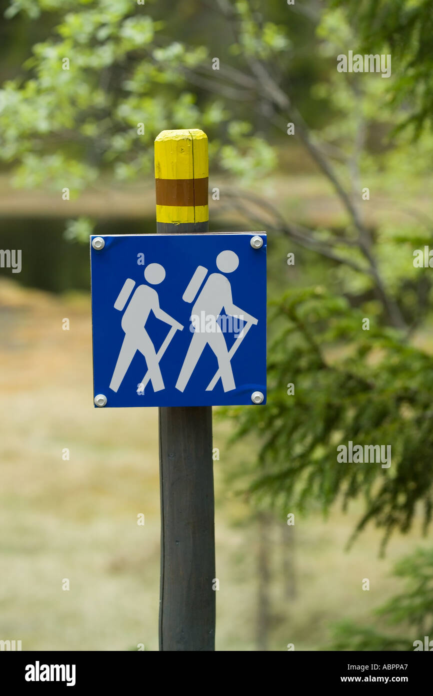 Hiking route marker Stock Photo - Alamy