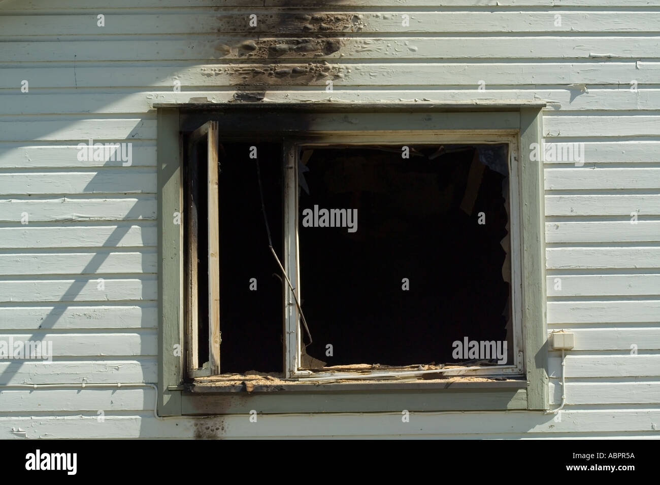 broken window after fire Stock Photo - Alamy