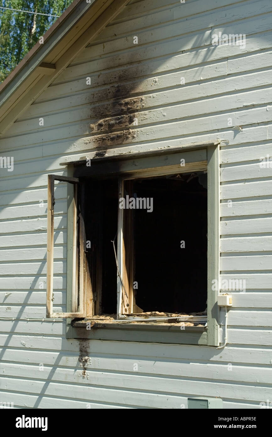 broken window after fire Stock Photo - Alamy
