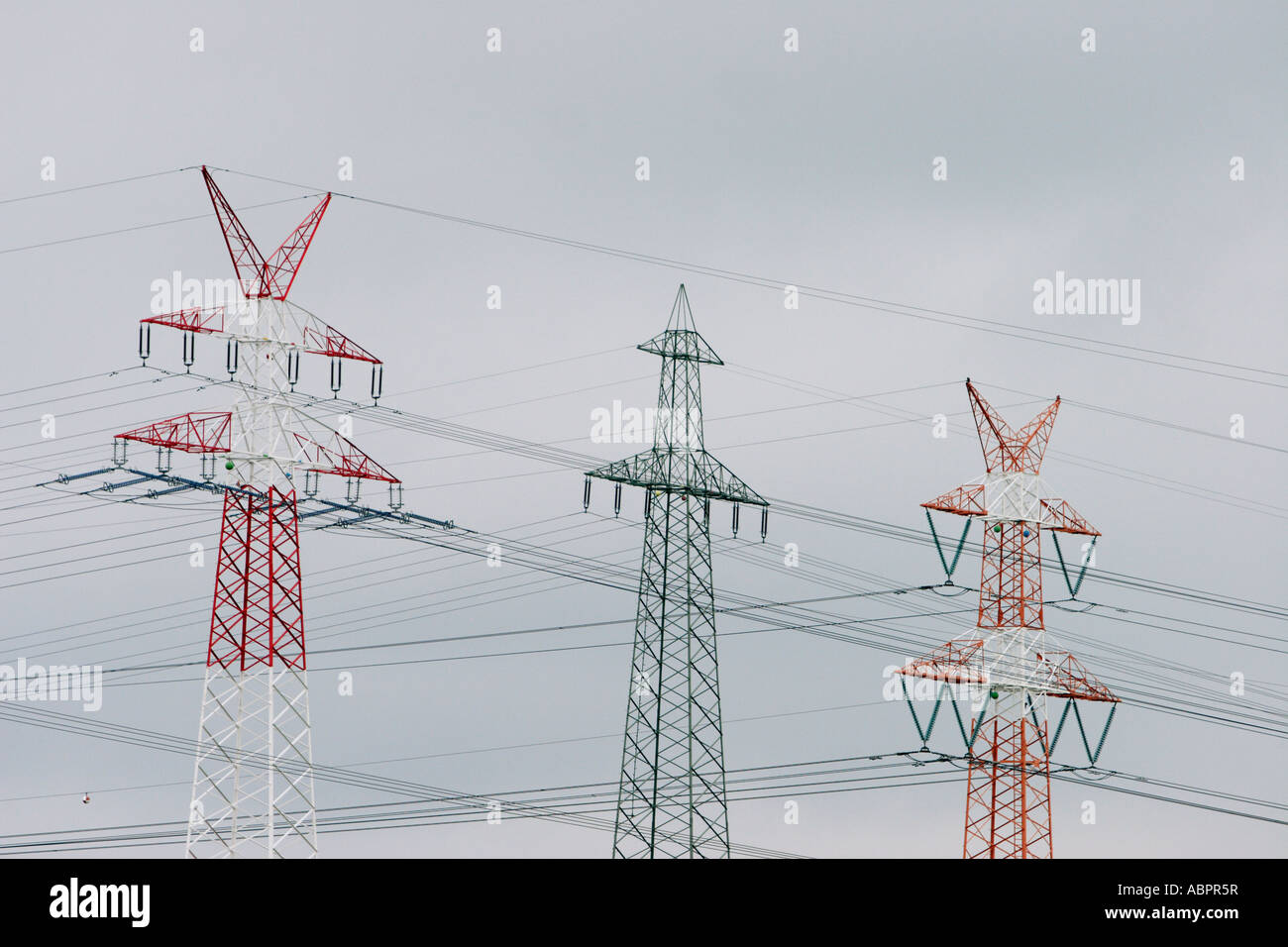 Electrical power pylons in North Germany Stock Photo - Alamy