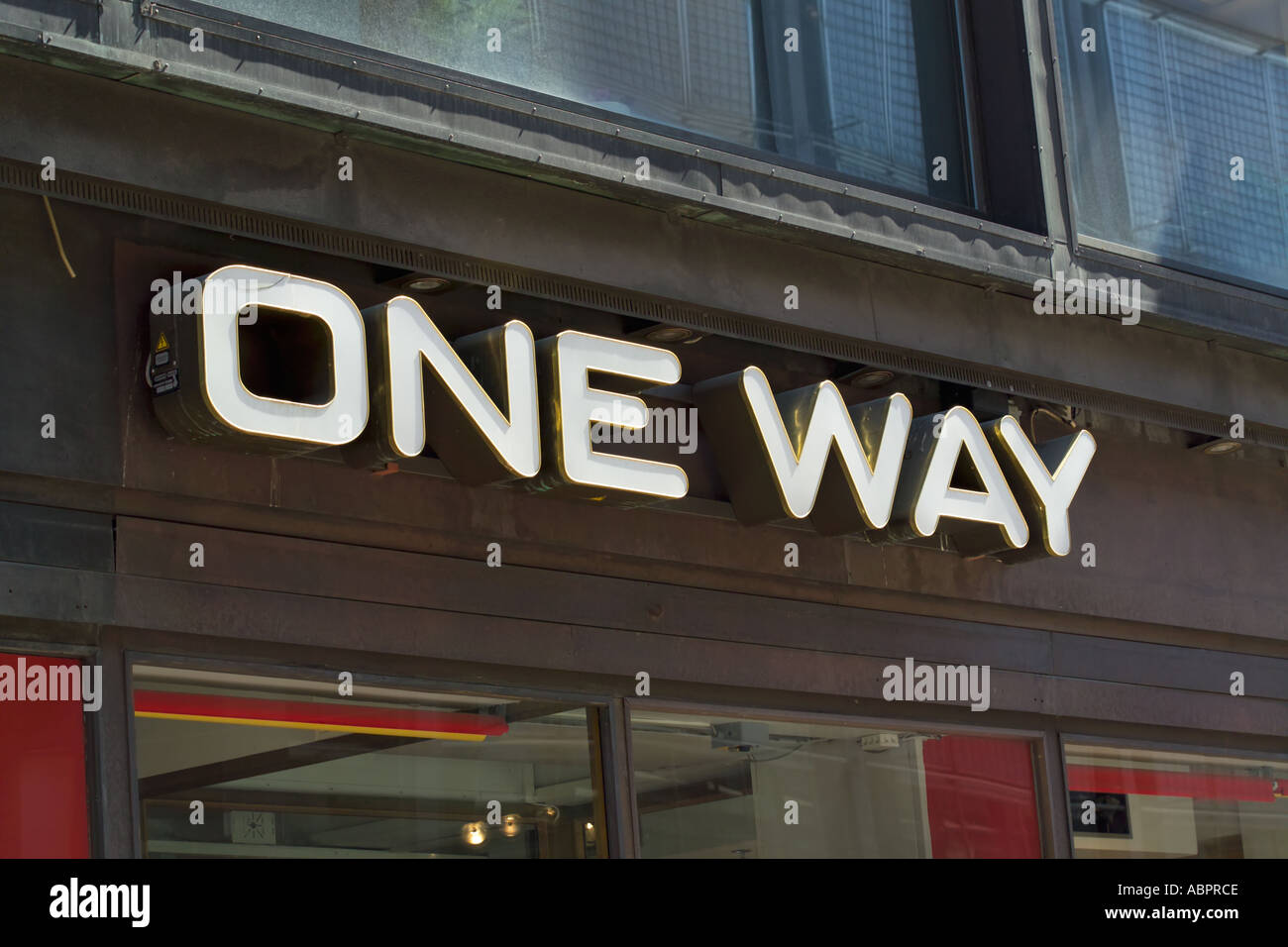 One way neon sign Stock Photo - Alamy